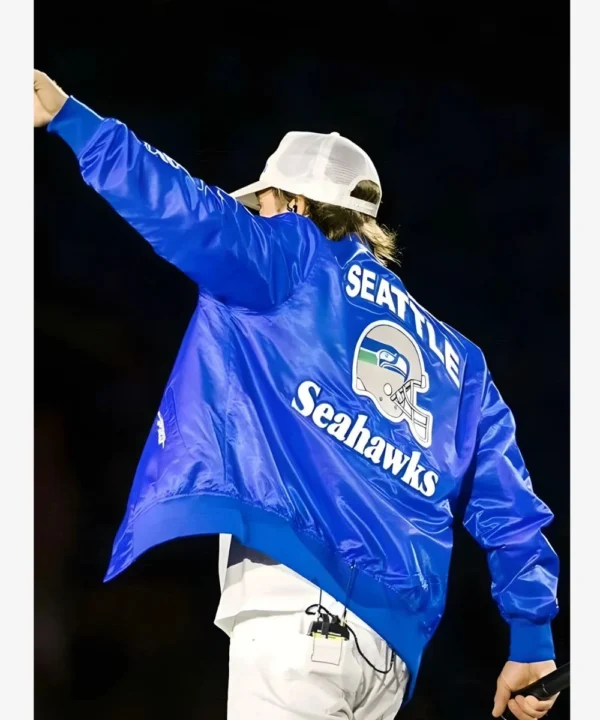 Morgan Wallen Seattle Seahawks Blue Satin Jacket